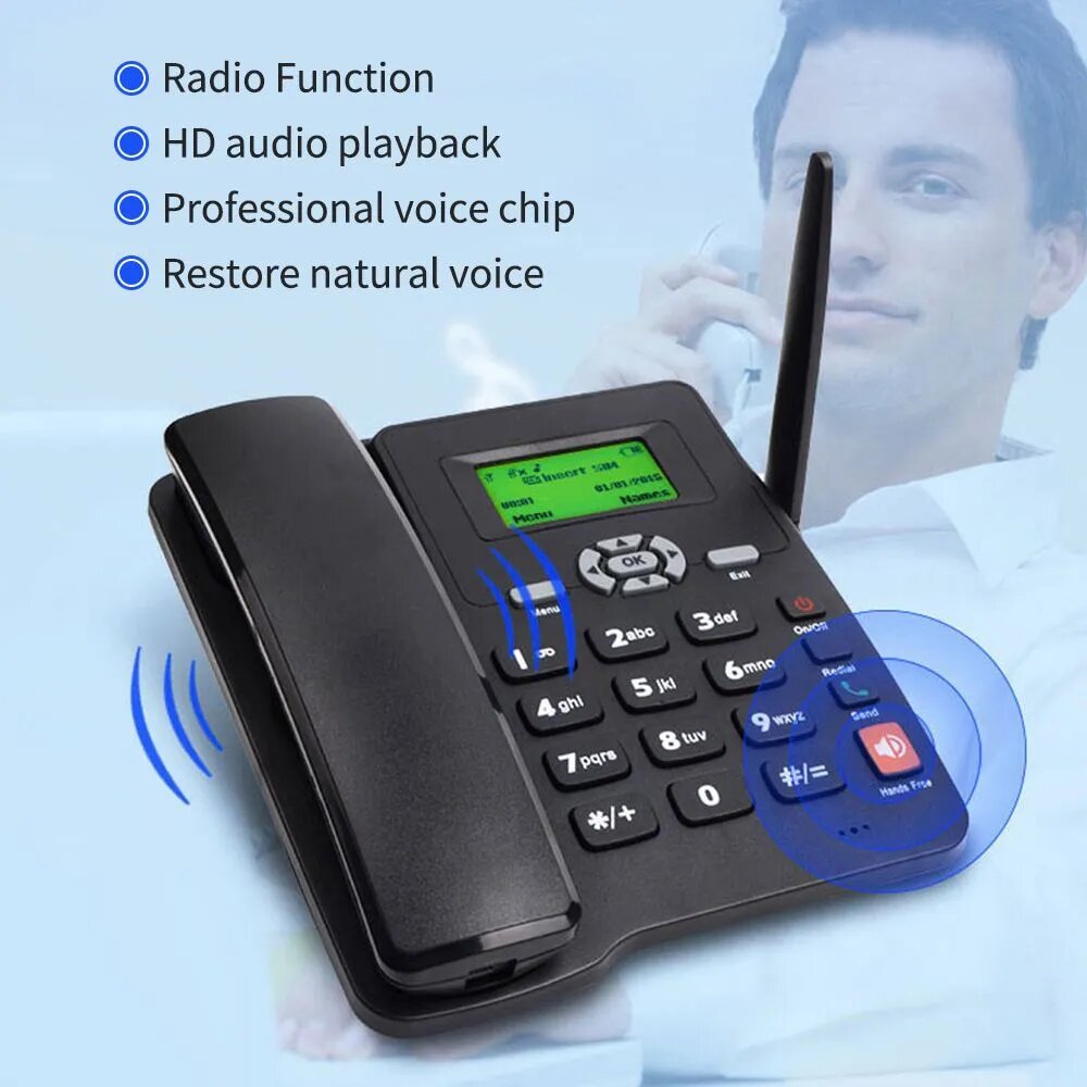 Проводной телефон GSM Dual SIM настольный телефон с дисплеем — фото 1