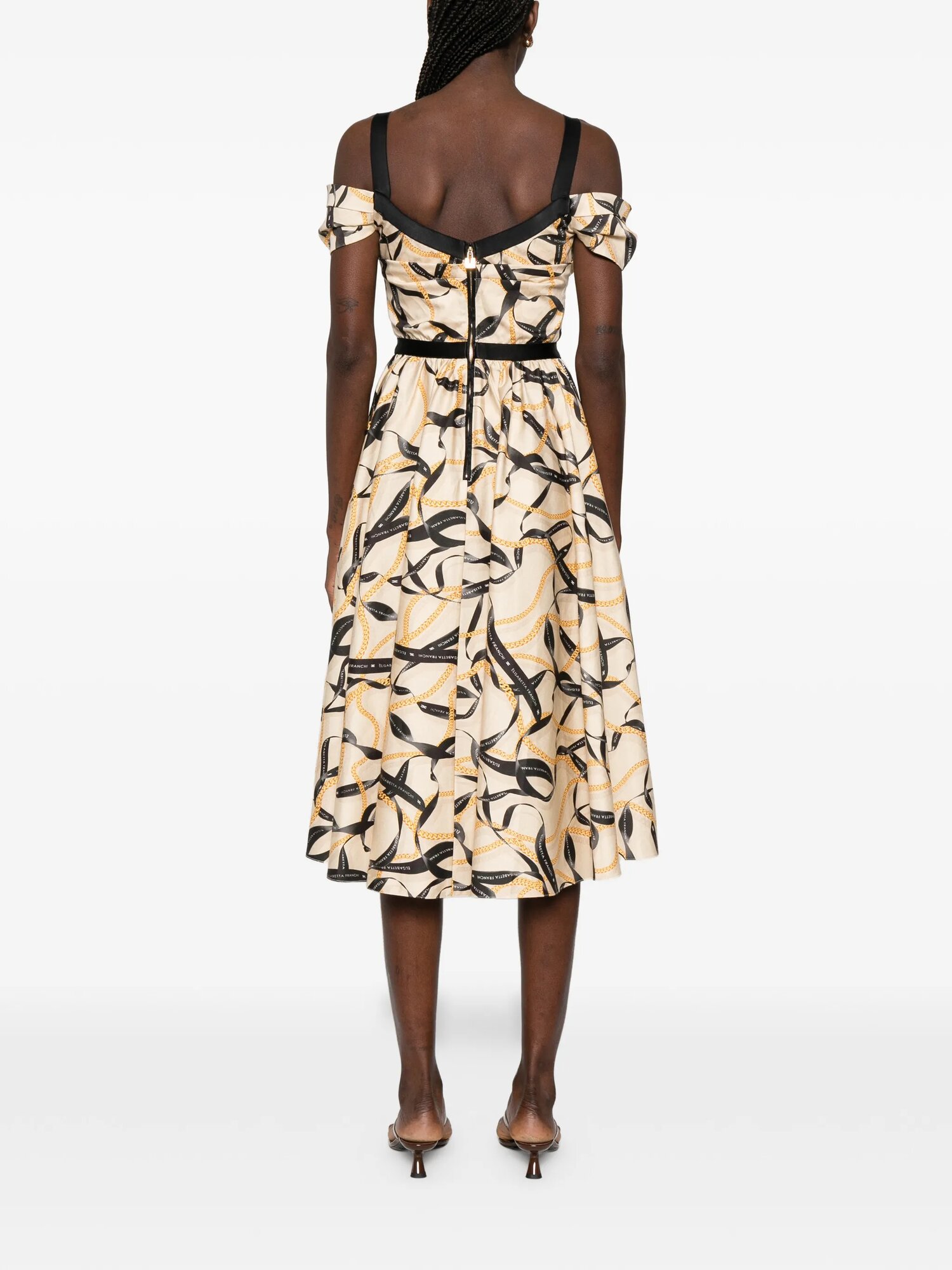 Платье Elisabetta Franchi Ruffled midi dress, размер 44, разноцветный — фото 1