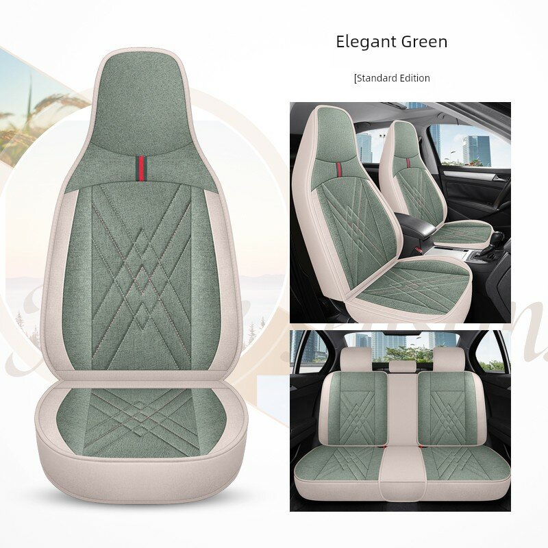 Чехлы на сиденья для Changan CS75 Plus из льна, полная обивка, все сезоны, 5 мест, цвет светло-зеленый -