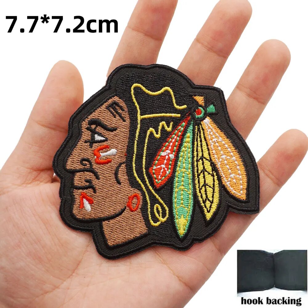 Индийские вышитые нашивки мотоциклетный значок рыцарь Черный, AY 4-1 velcro
