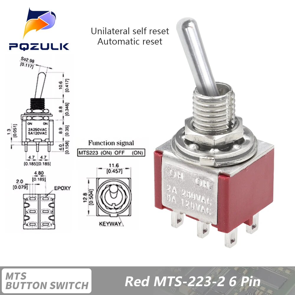 ON-OFF-ON ON-ON 3/6/9/12PIN 2/3 Position Mini Latching Toggle Switch AC 125V/6A 250V/3A MTS-102 MTS-103 MTS-202 MTS-203
