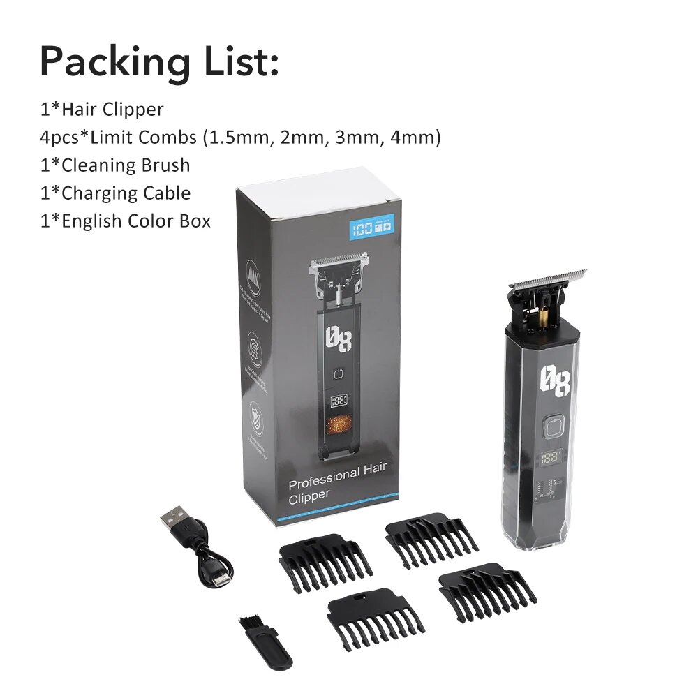 Профессиональный беспроводной триммер для бороды и волос Men's Cordless Hair Clipper