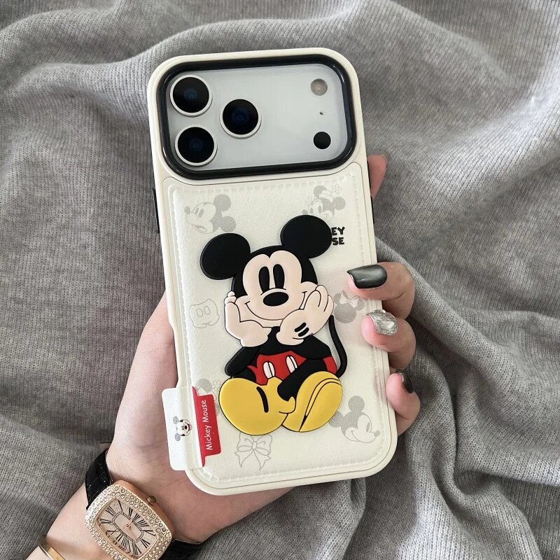 Роскошный кожаный чехол с милым диснением и забавным Микки Маусом для iPhone 1, For iPhone 17Pro Max