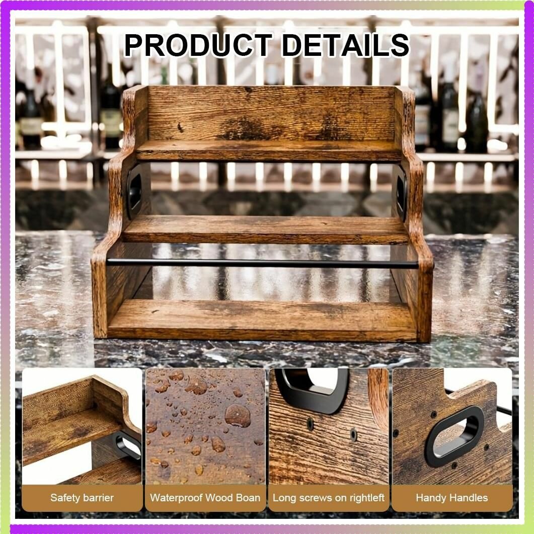 3-ступенчатая полка-витрина для бутылок и органайзер для сиропов