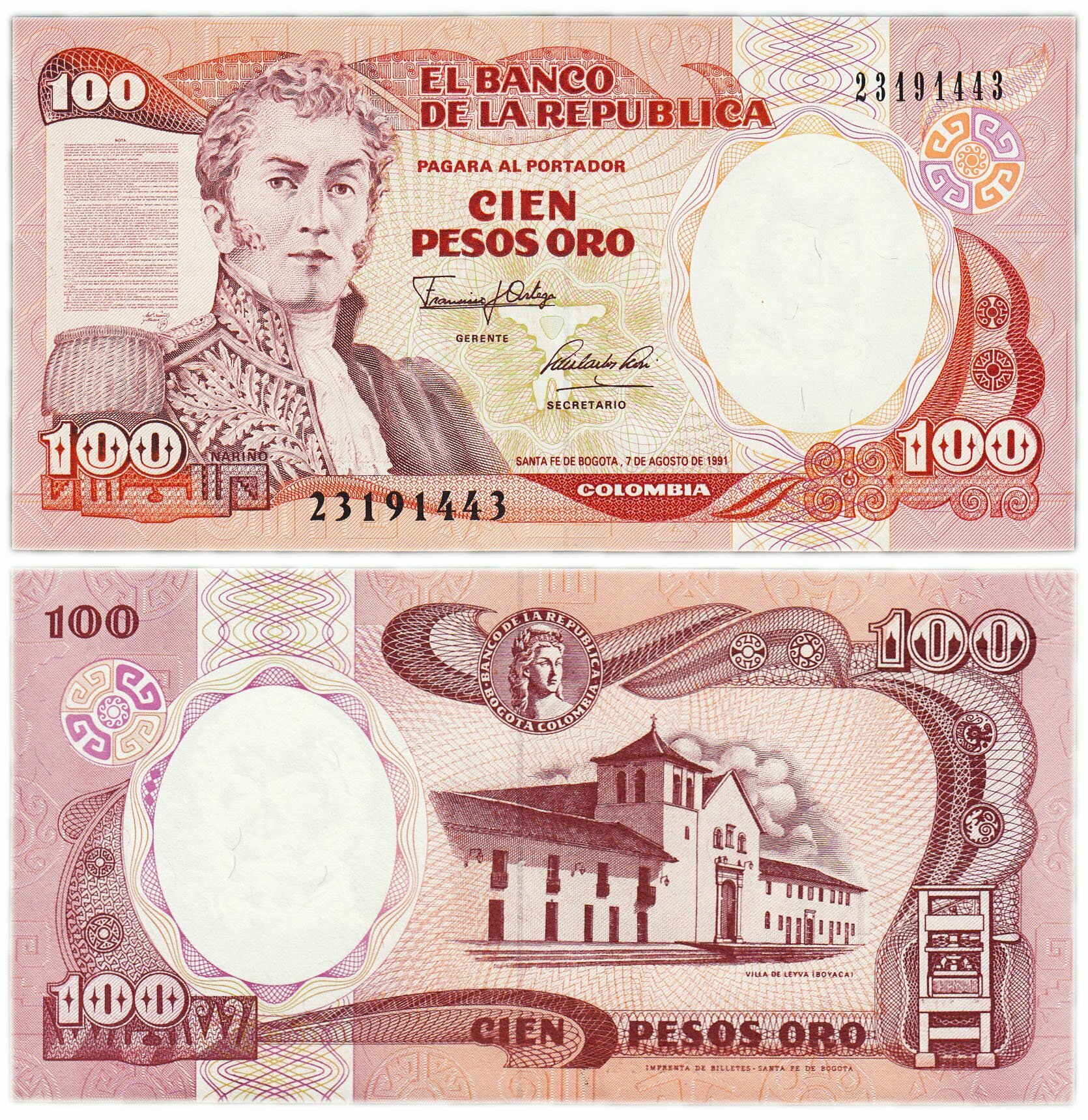 Колумбия 100 песо 1991