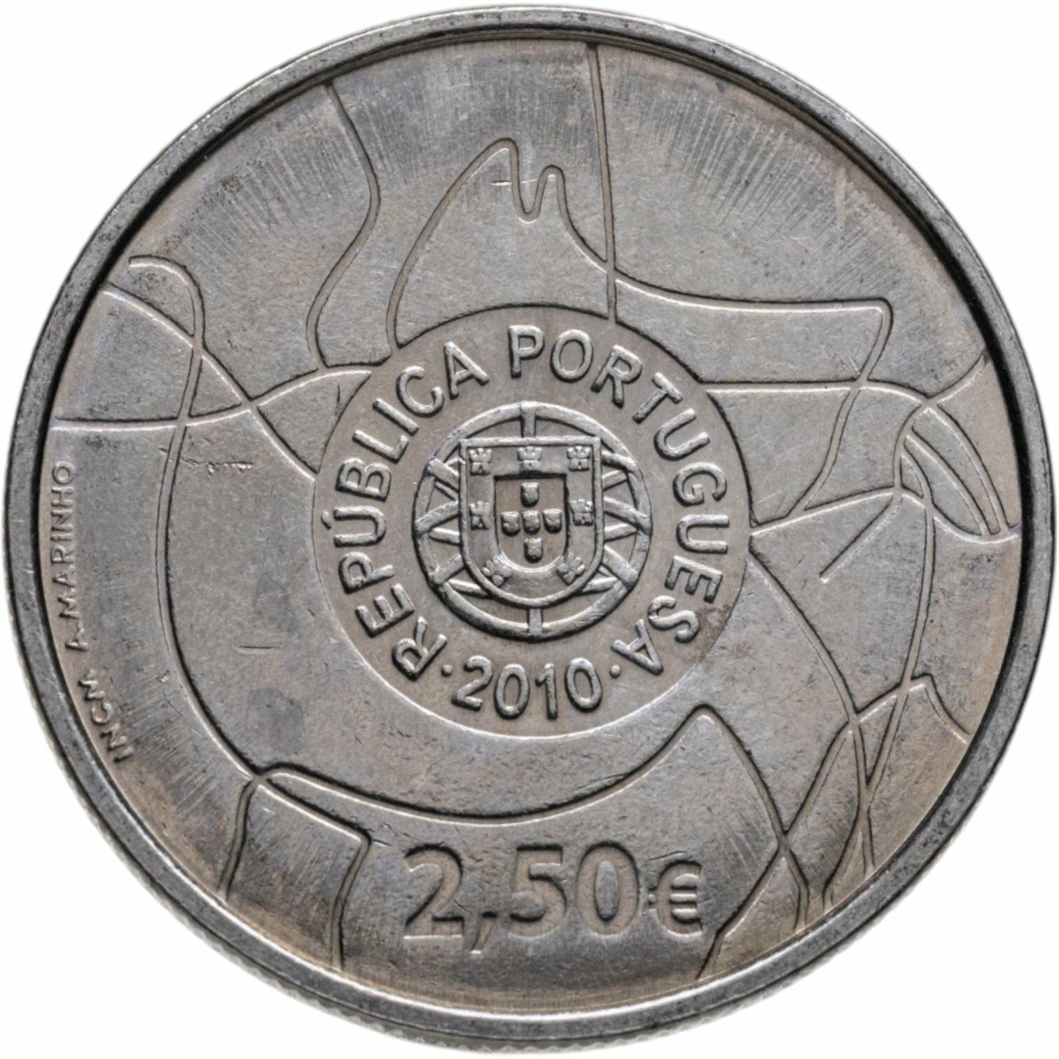 Португалия 2,5 евро euro 2010 "юнеско - Археологический парк долины Коа", Мельхиор медь-никель, в сохранности AU