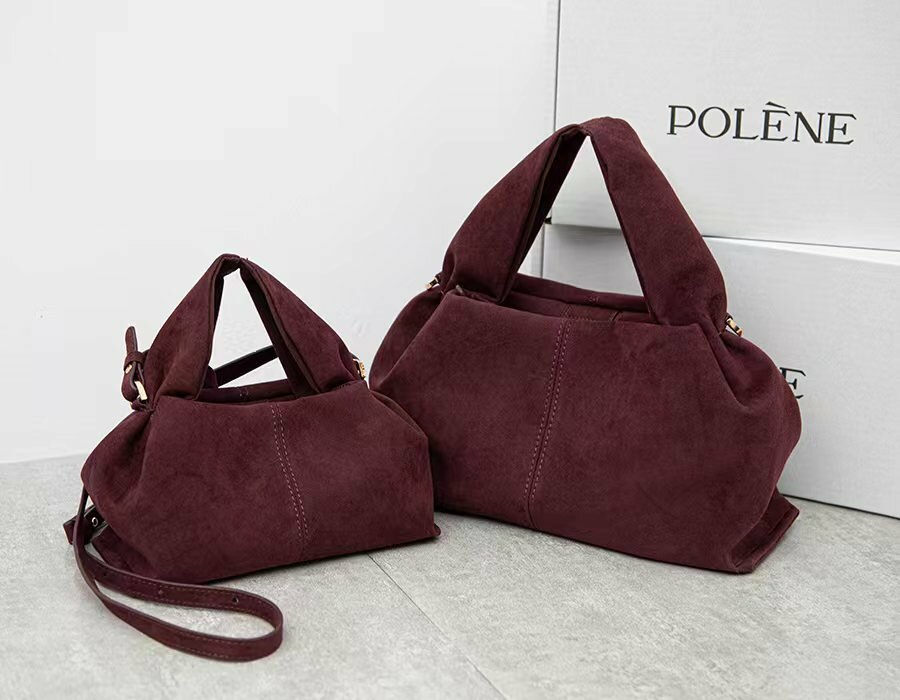 Французская нишевая сумка из замши Polene, из натуральной кожи, одно плечо, кроссбоди, винтажная, универсальная, сумка для обеда, женская сумка