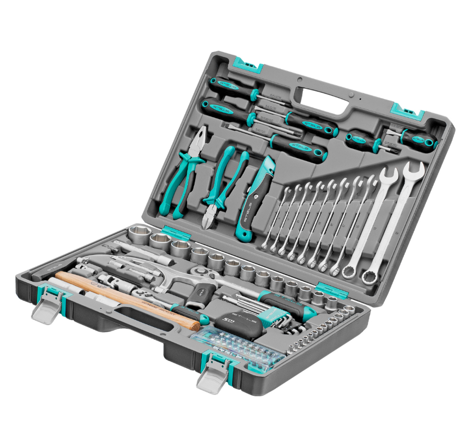Набор инструментов, 1/2", 1/4", crv, пластиковый кейс 98 предметов stels