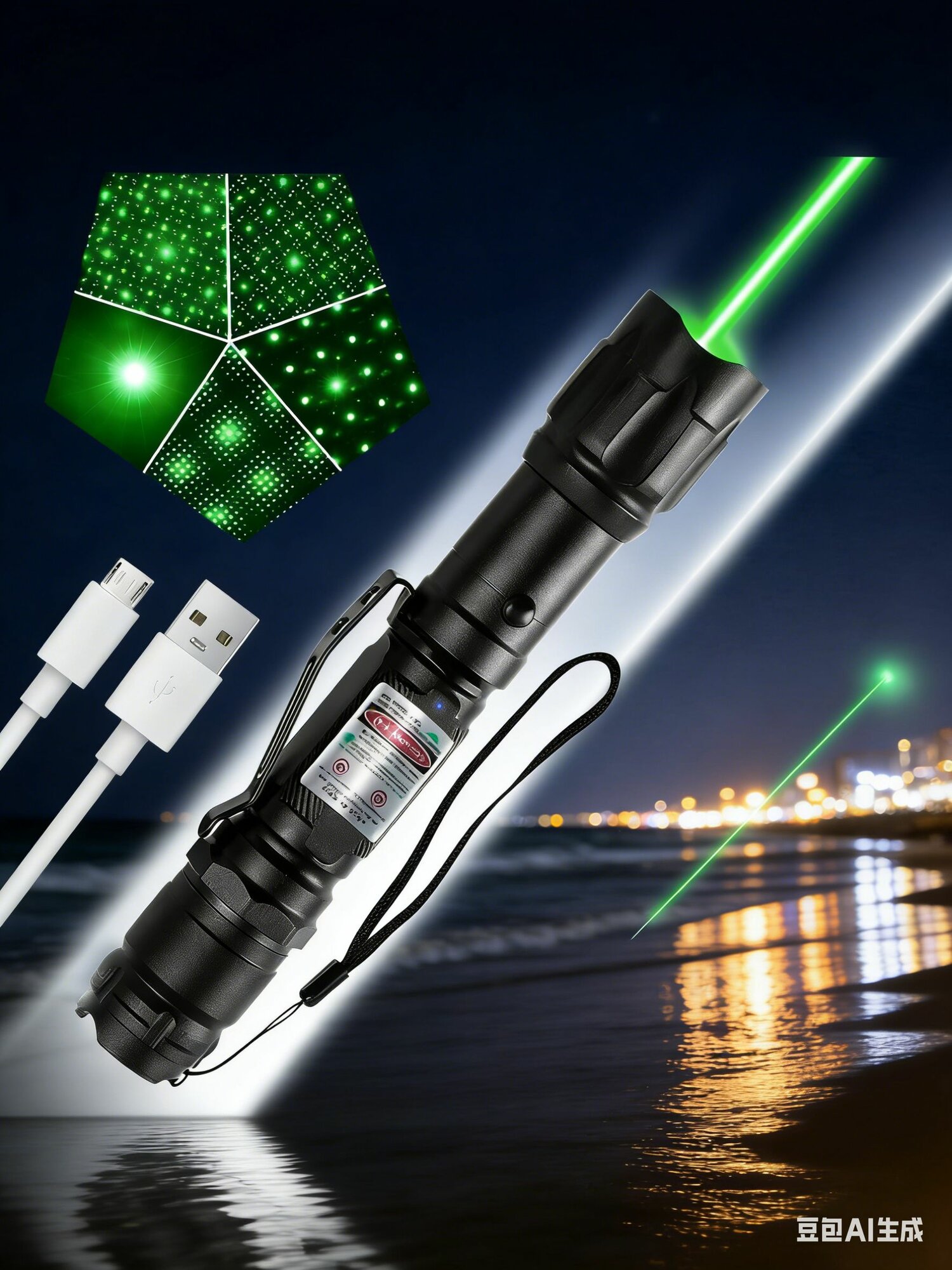 Мощный зеленый лазерный фонарик, перезаряжаемый мощный дальний лазерный луч, подходит для демонстрации астрономии на открытом воздухе, в кемпинге