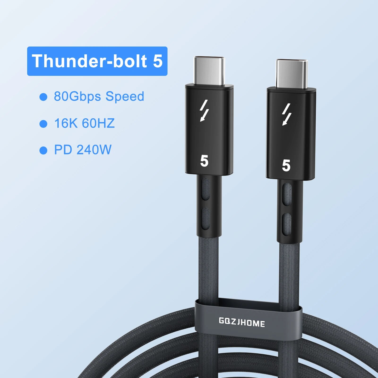 Thunderbolt 5 USB 4.0 Type-C кабель 80 Гбит/с 240 Вт
