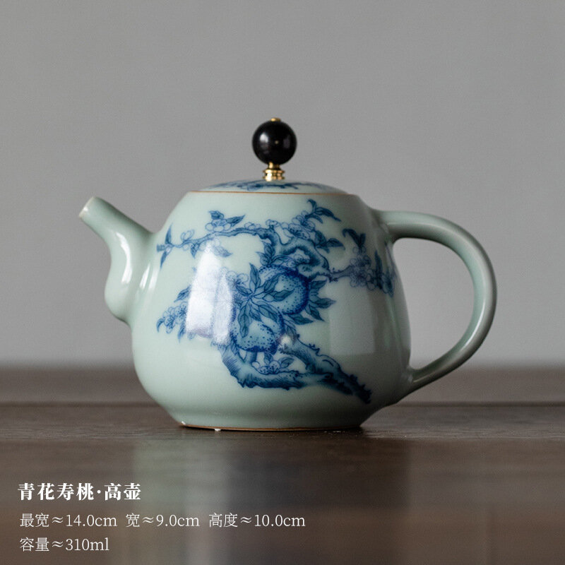 Чайник из печи Tianqing Ru, чайник большого размера, керамический чайный сервиз Кунг-фу, синий и белый чайник для дома