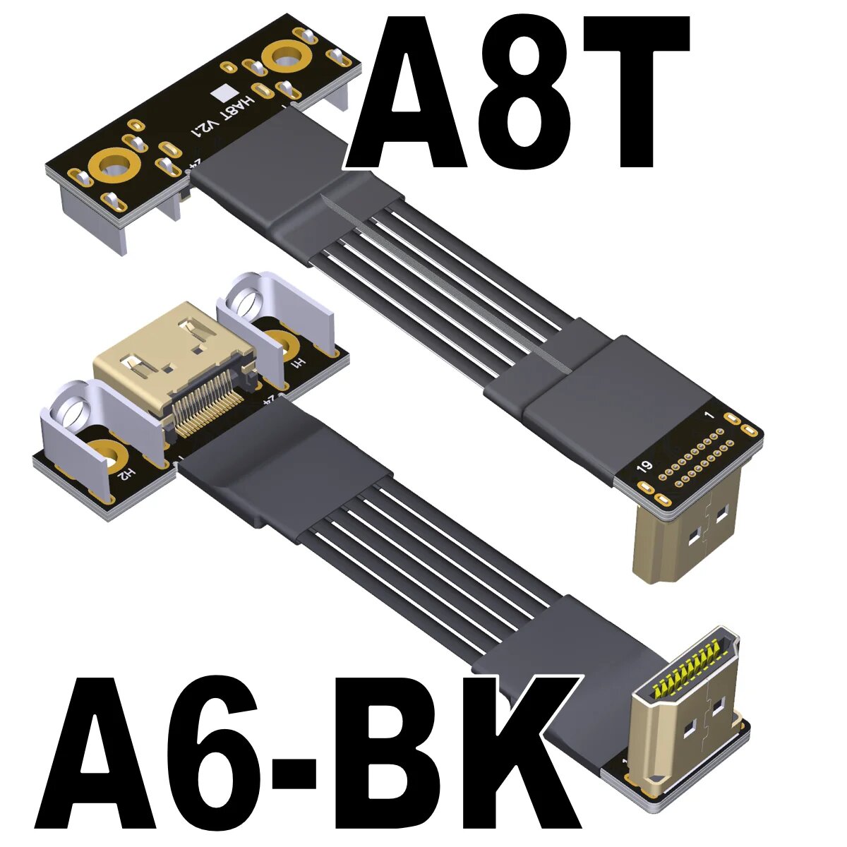 ADTLINK HDMI 2,1/2,0 «папа-мама» Встроенный плоский удлинительный кабель A-типа поддерживает 2K/240 Гц 4K/144 Гц для удлинителя видео HDTV