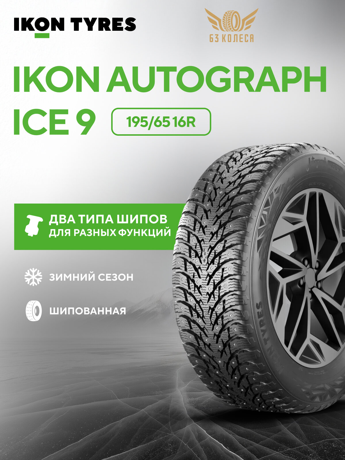 Легковые шины Ikon Tyres Autograph Ice 9 195/65 R15 XL 95T Шип