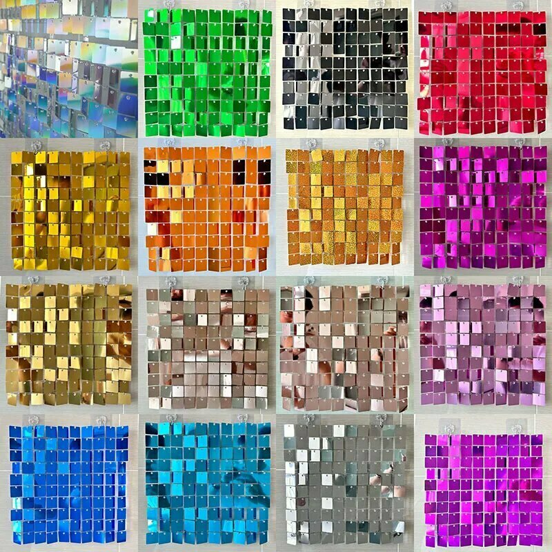 Мерцающие настенные фоны квадратные панели с блестками 24 шт 12 Pcs(30x30cm), Silvery