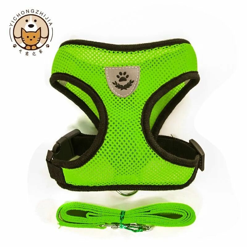Шлейка для кошек, собак мелких, средних пород / щенков, взрослых животных с поводком, светоотражающеей нашивкой / прогулочная, анатомическая, регулируемая для дрессировки