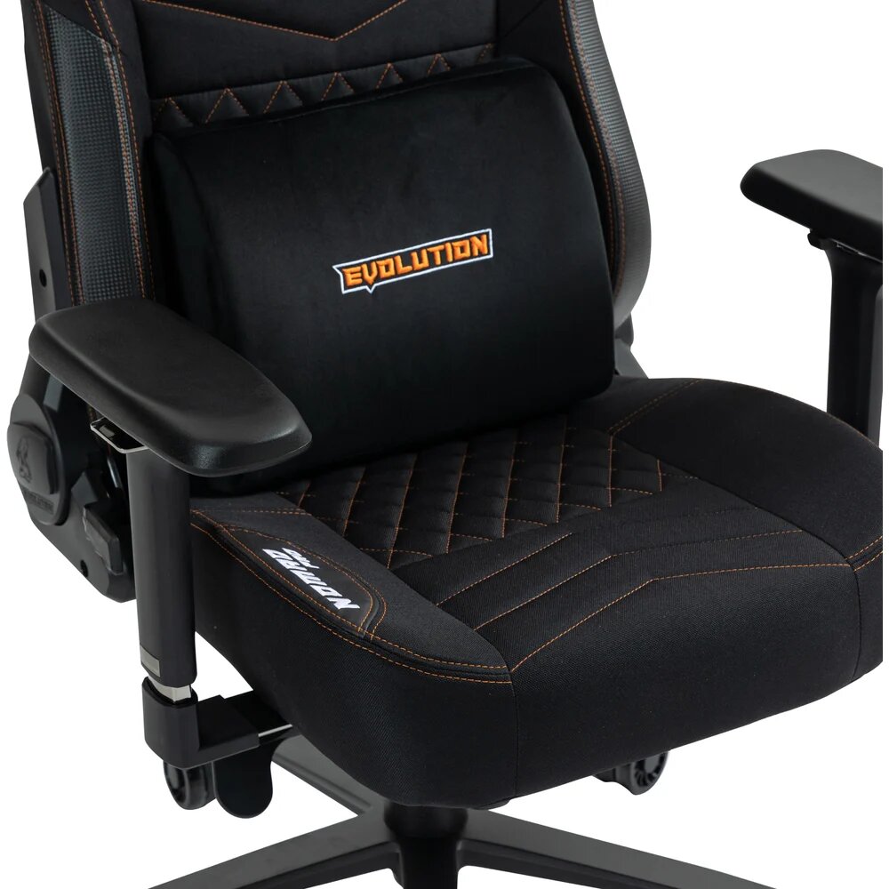Кресло геймерское EVOLUTION NOMAD PRO Black/Orange с регулируемыми подлокотниками и тканевой обивкой — фото 1