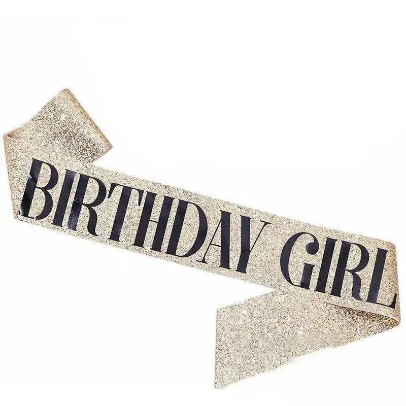 Плечевой ремень на День рождения/Блестящий атласный пояс на день рождения