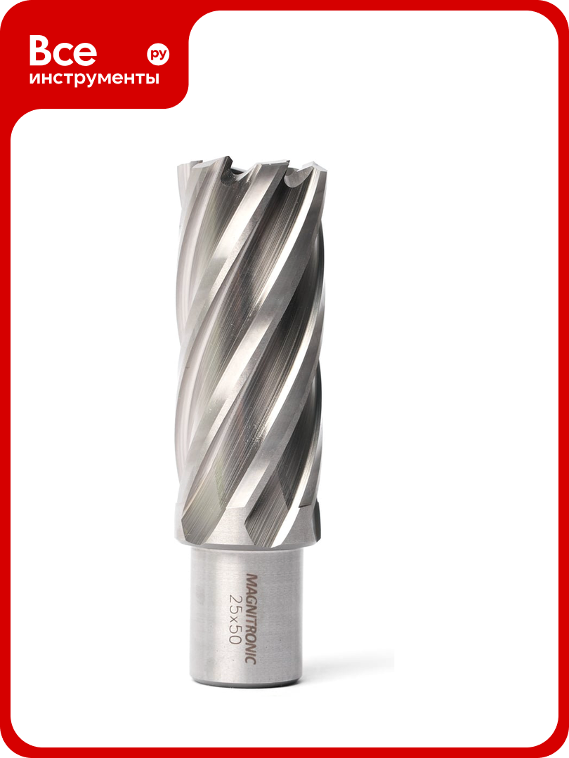 Сверло корончатое Magnitronic HSS DNHX-40250 с хвостовиком Weldon 19 из быстрорежущей стали для сверления металла