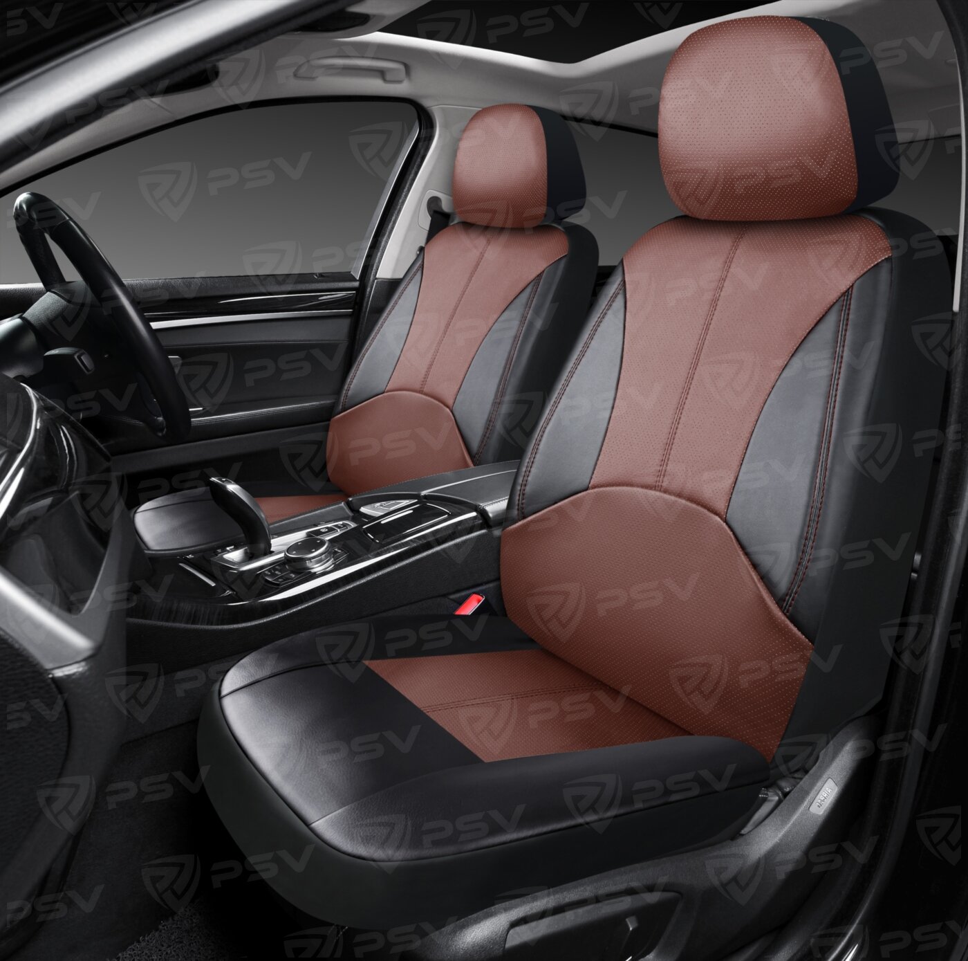 Чехлы PSV Imperial Next 2 FRONT (Черный-Коричневый), экокожа