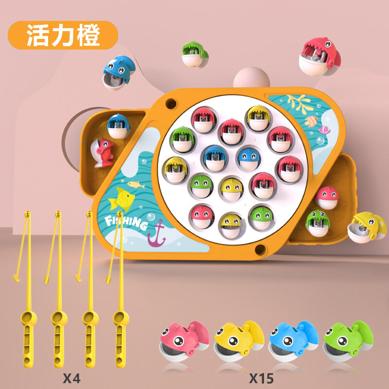 Набор электрических вращающихся рыболовных игрушек с музыкой, магнитный, для детей, обучающий, раннее развитие, рыболовная тарелка, 61 подарок