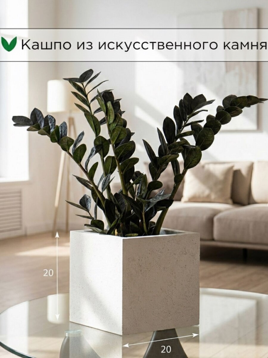 Кашпо / горшок для цветов Evabrick Cube 5 л полимербетон белый