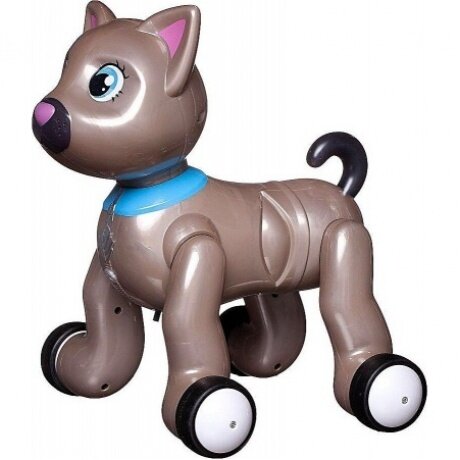 Кошка коричневая на РУ (свет, звук, проектор) в коробке миска, рыбка; аккумулятор; мяукание, мелодии, движение ZYB-B2997-6