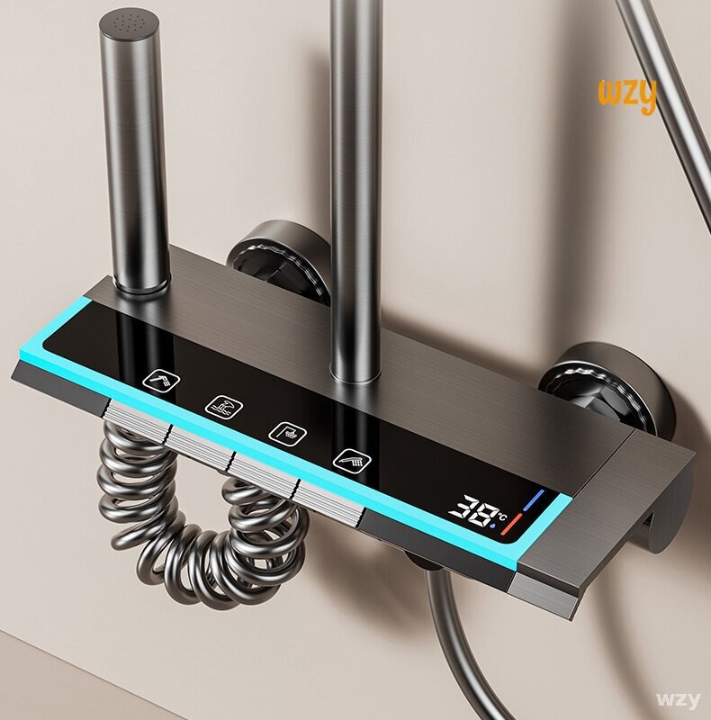 Душевая система с тропическим душем со смесителем, душевой комплект, гарнитур с подсветкой и стойкой для ванной