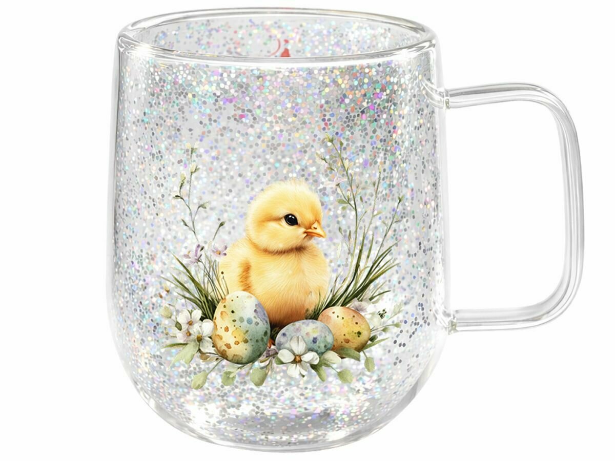 Кружка с двойными стенками стеклянная PERFECTO LINEA Easter-2 380 мл (30-380264)