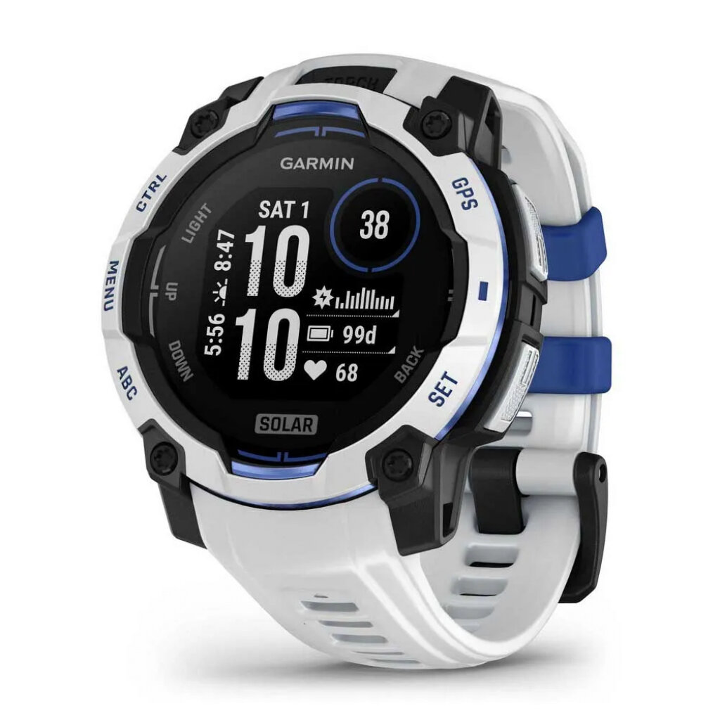 Умные часы Garmin Instinct 3, 45mm, Solar Whitestone with Whitestone/Bolt Blue Band (010-02934-03)