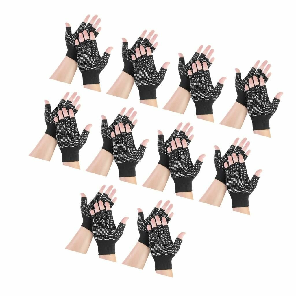 Эргономичные брезентовые перчатки без пальцев, Черный