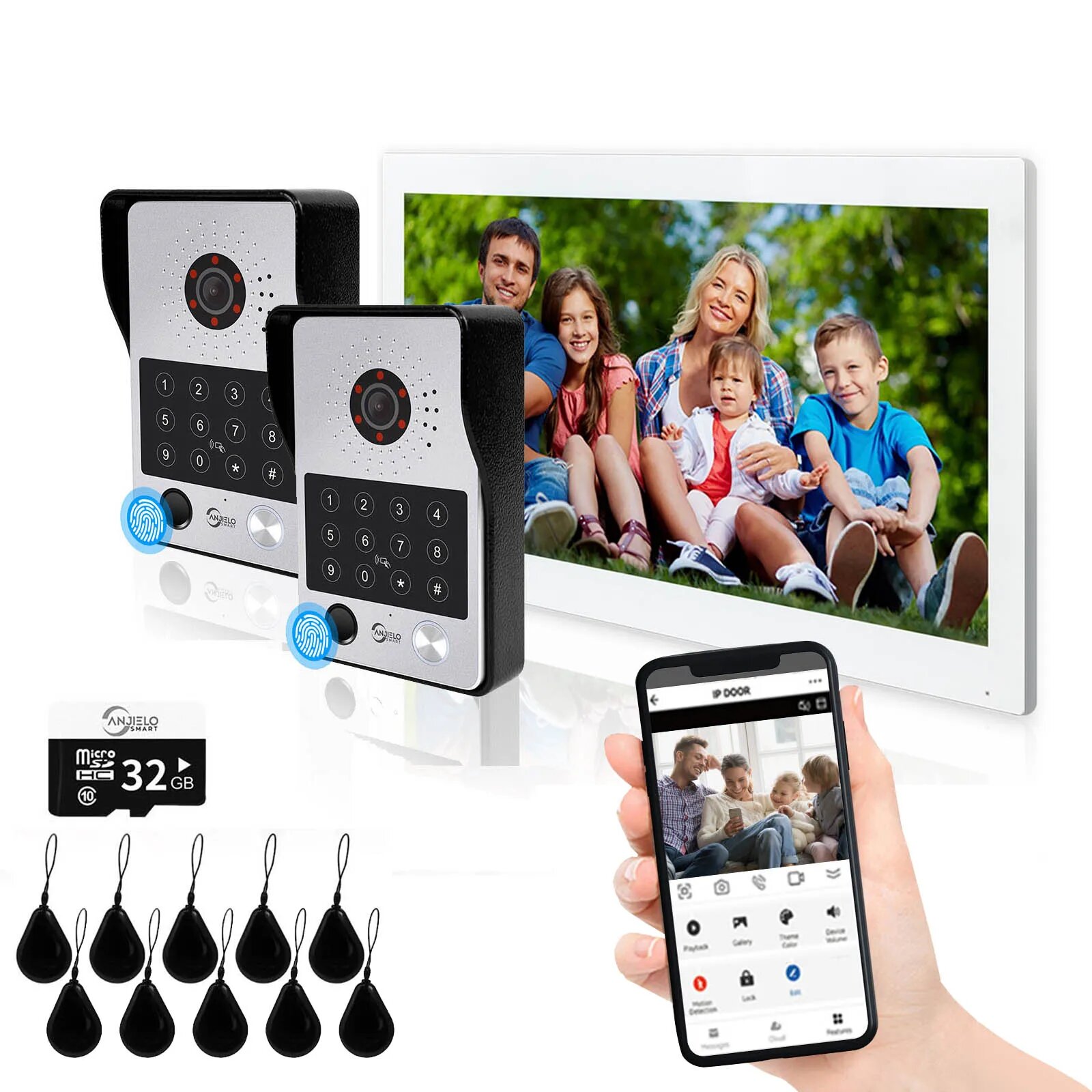 Anjielosmart 5-в-1 Wi-Fi видеодомофон 1080P 10W-inch 2 218BS