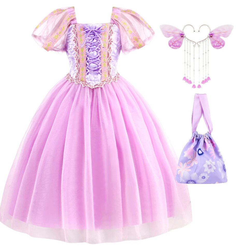 Платье принцессы Рапунцель для девочек, костюм для косплея на Хэллоуин, 4T (Tag 120), Rapunzel Dress