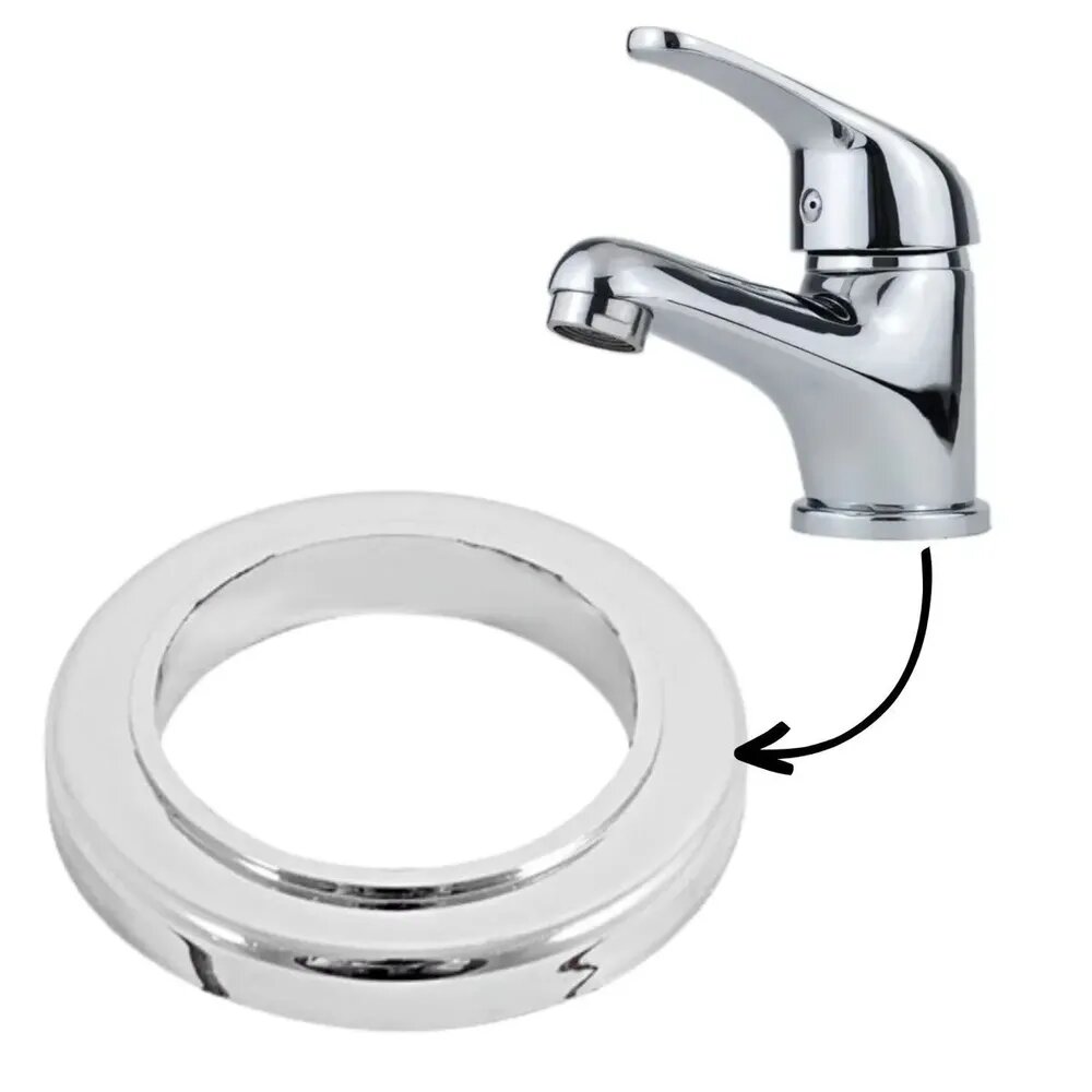 Декоративное кольцо под смеситель D 35 мм пластик, Хром