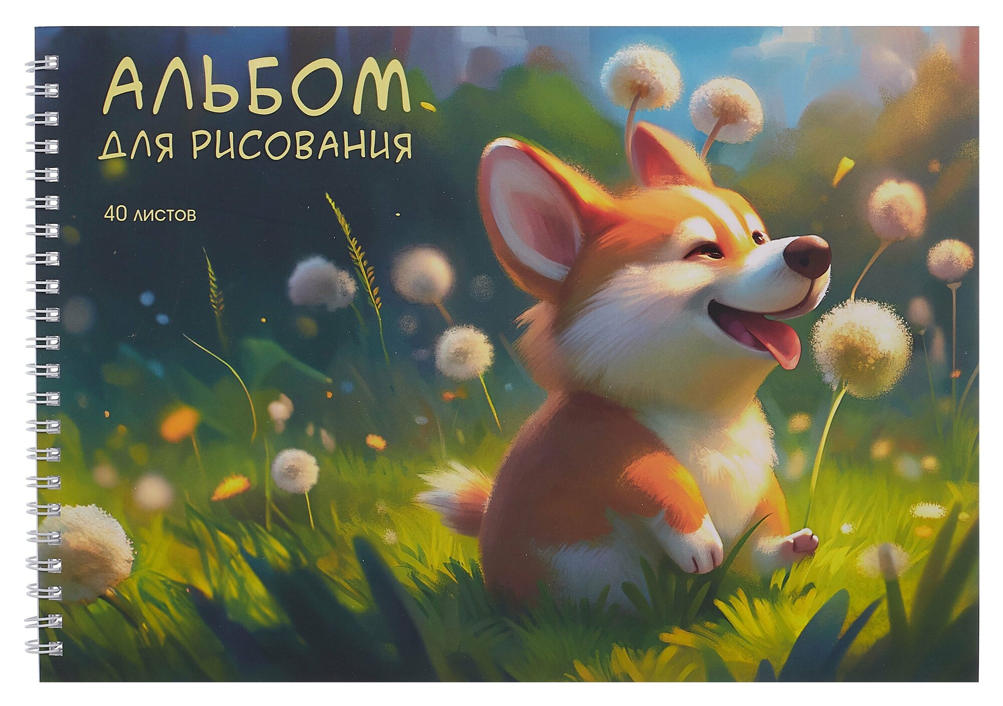 Альбом для рисования «Щенок корги» Listoff А4, 40 листов, спираль