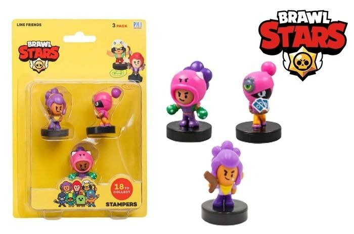 Штампики Brawl Stars, Шелли, Роза и Тара, (5см), (BRW5020B)