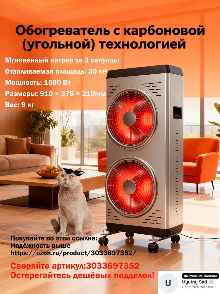 Тепловентилятор портативный для дома и офиса электрический обогреватель, тепловентилятор 1500вт
