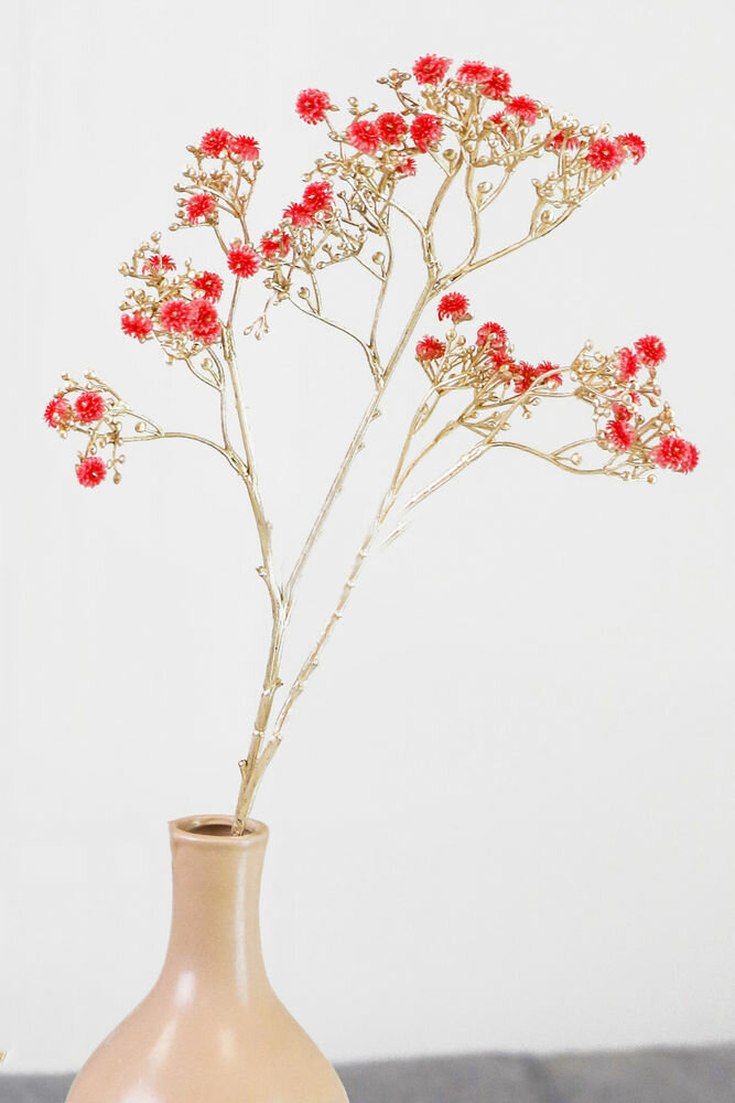 Декоративная искусственная ветка гипсофила элеганс, пластик, текстиль, красная, 68 см, EDG 2100483A400