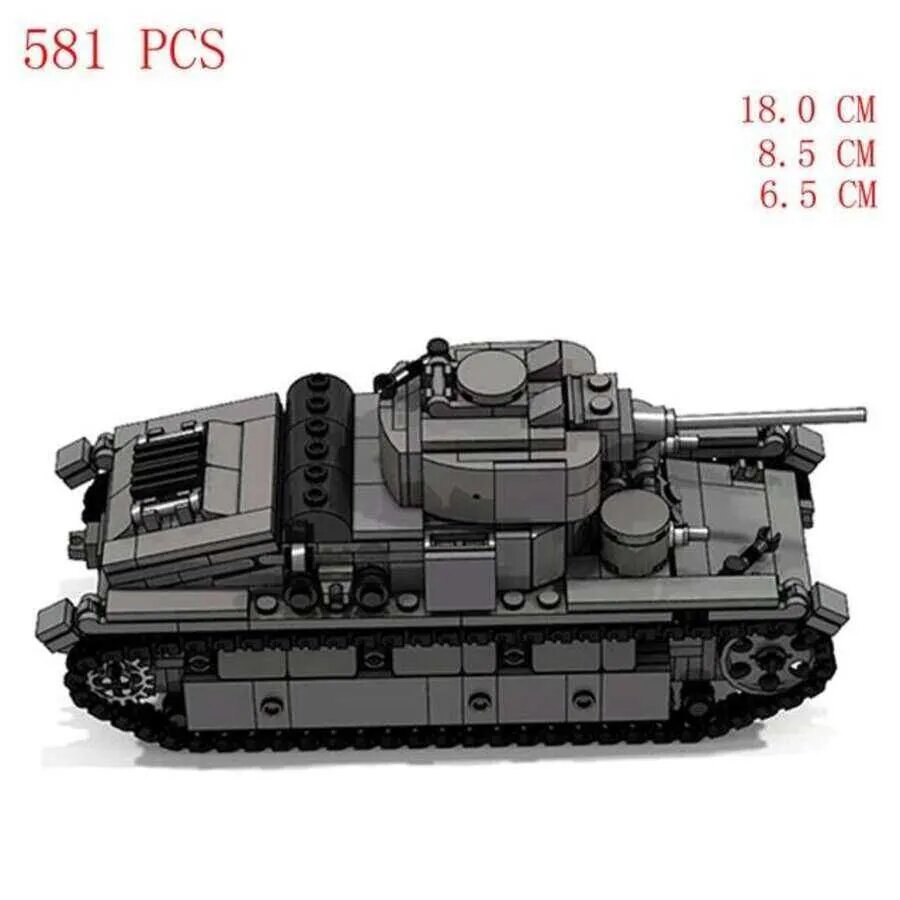 Конструктор T-28 Средний Танк 581 PCS Блочный, совместим с LEGO, серый, размер 18.0x8.5x6.5см