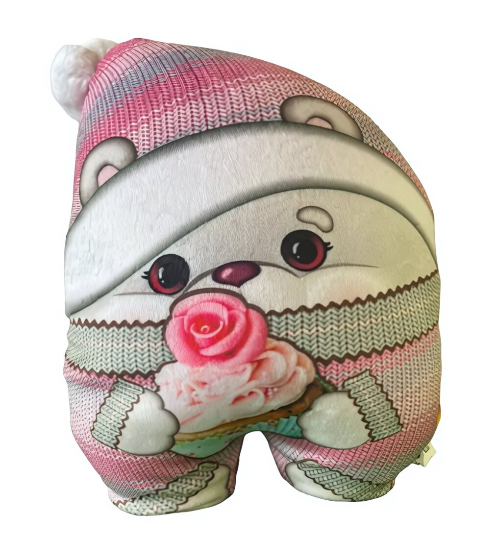 Мягкая игрушка медвежонок с пирожком, 29см, розовый, для игр и обниманий