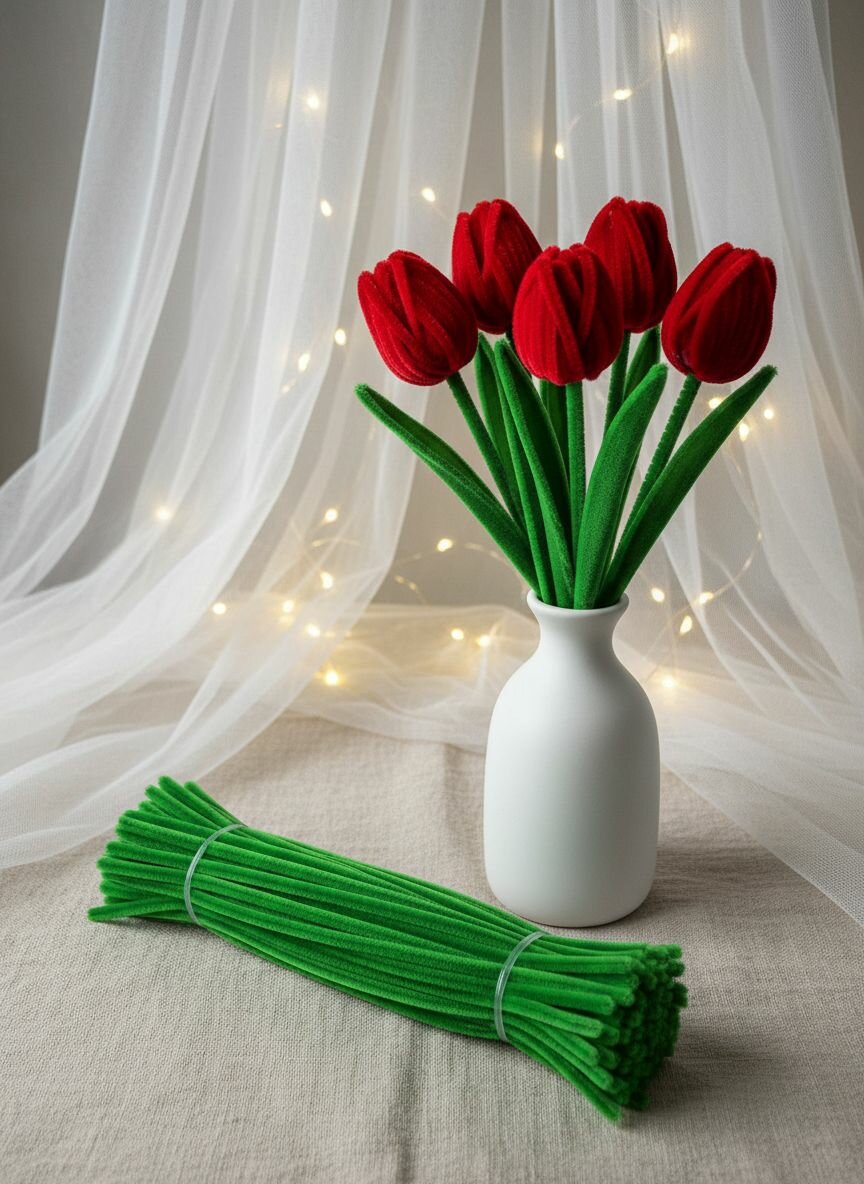 Синельная проволока, длина 30 см, толщина 0.6 см, 50 шт. Зеленый