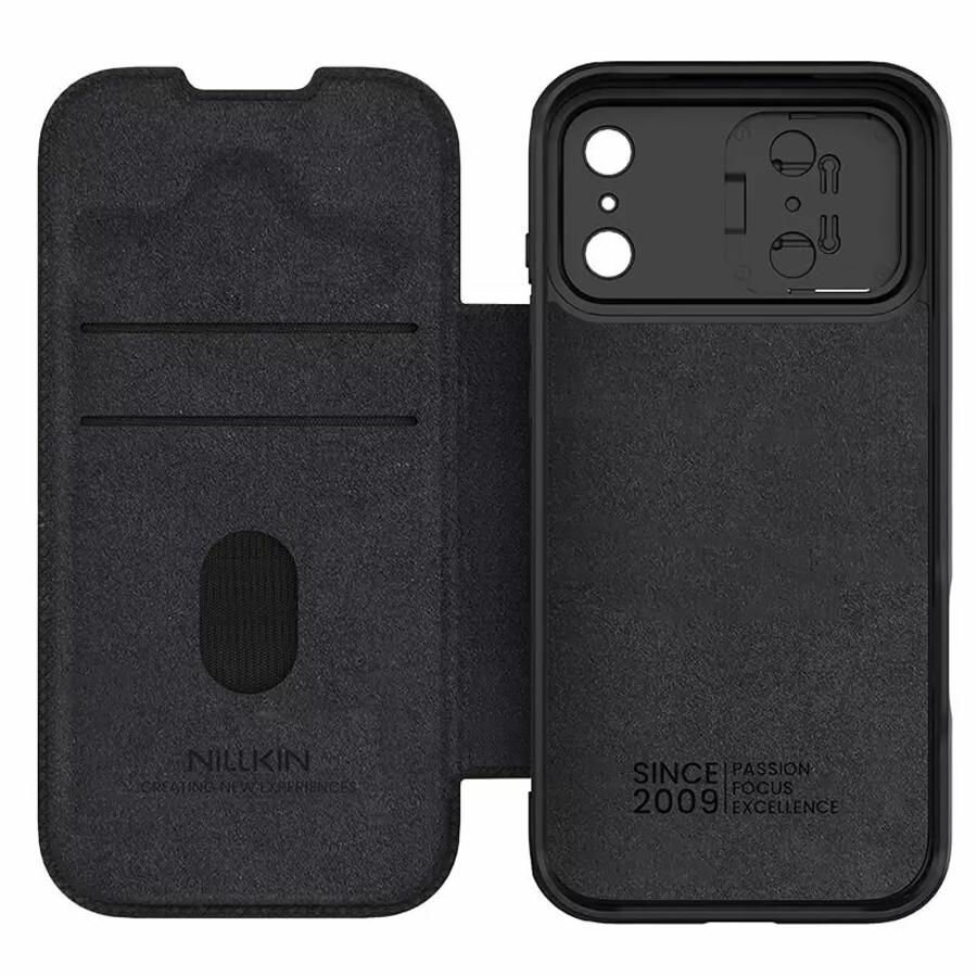 Кожаный чехол-книжка Nillkin Leather Qin Pro для iPhone 17 Pro Max черный