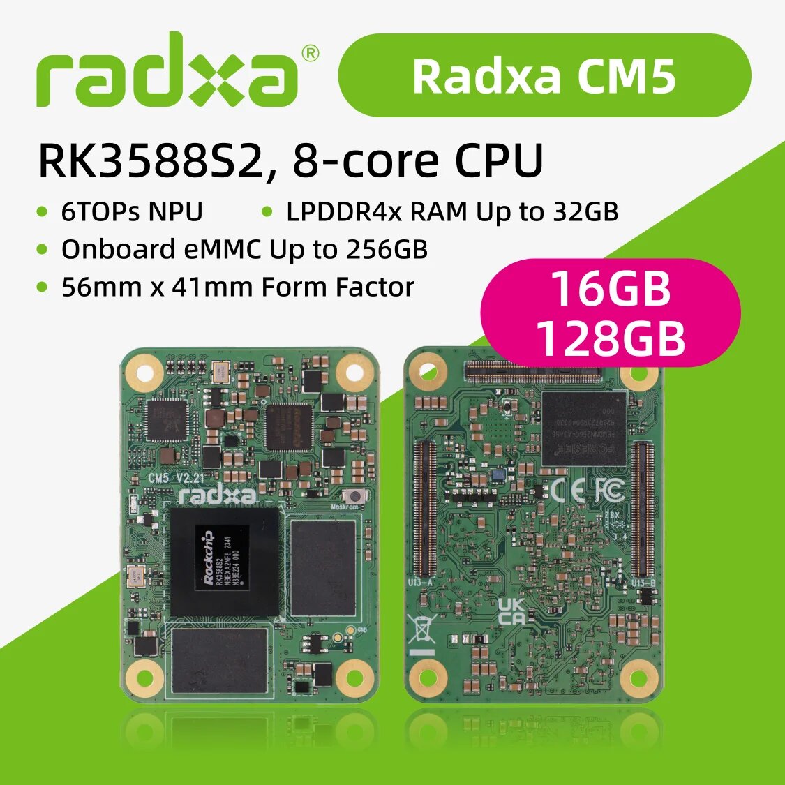 Раdxa CM5 RK3588S2 вычислительный модуль CM5 16GB 128GB