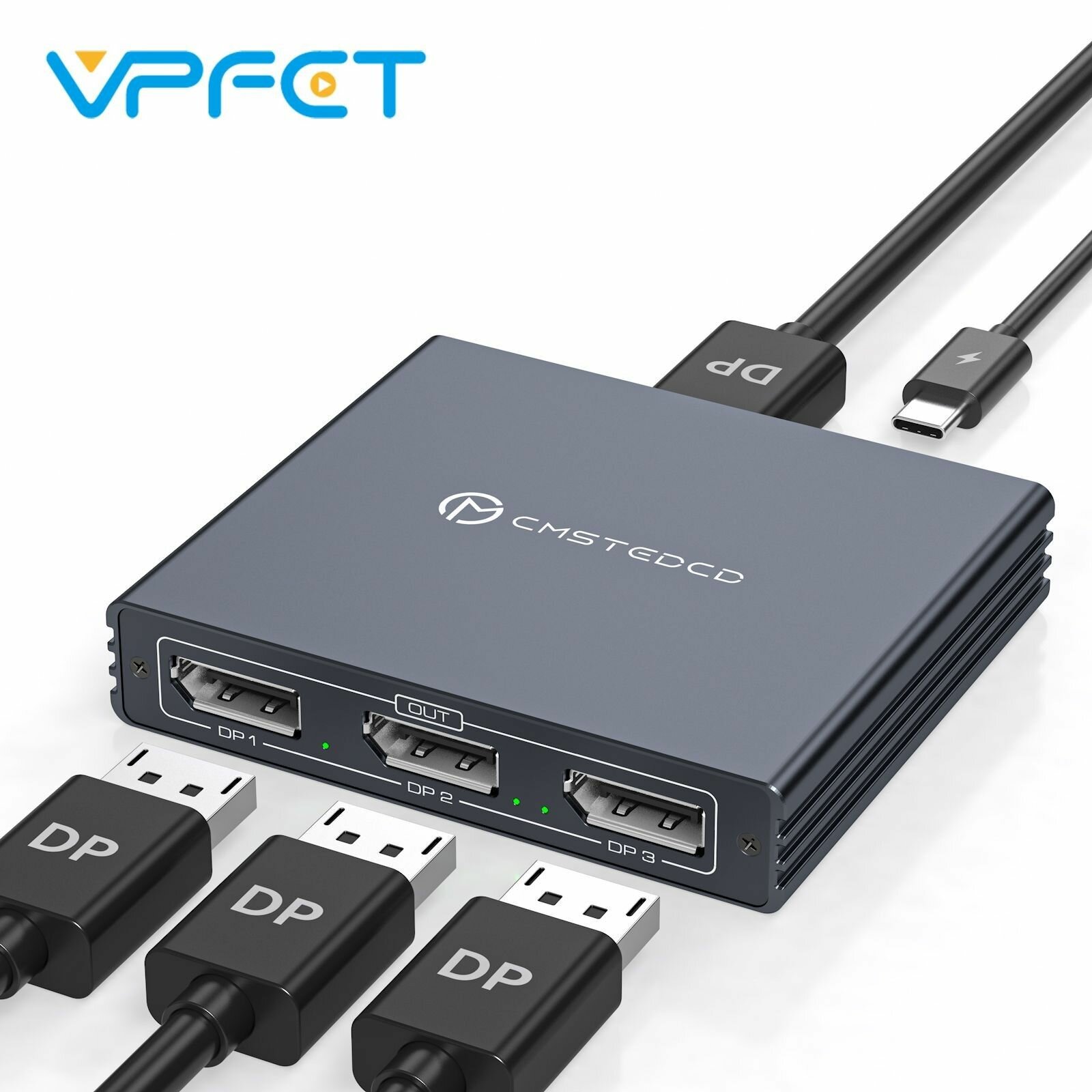 Разветвитель DisplayPort для адаптера с тремя мониторами Разветвитель, DisplayPort 4K@60 Гц с 1 входом и 3 выходами для 3 мониторов Поддержка HDMI в расширенном режиме