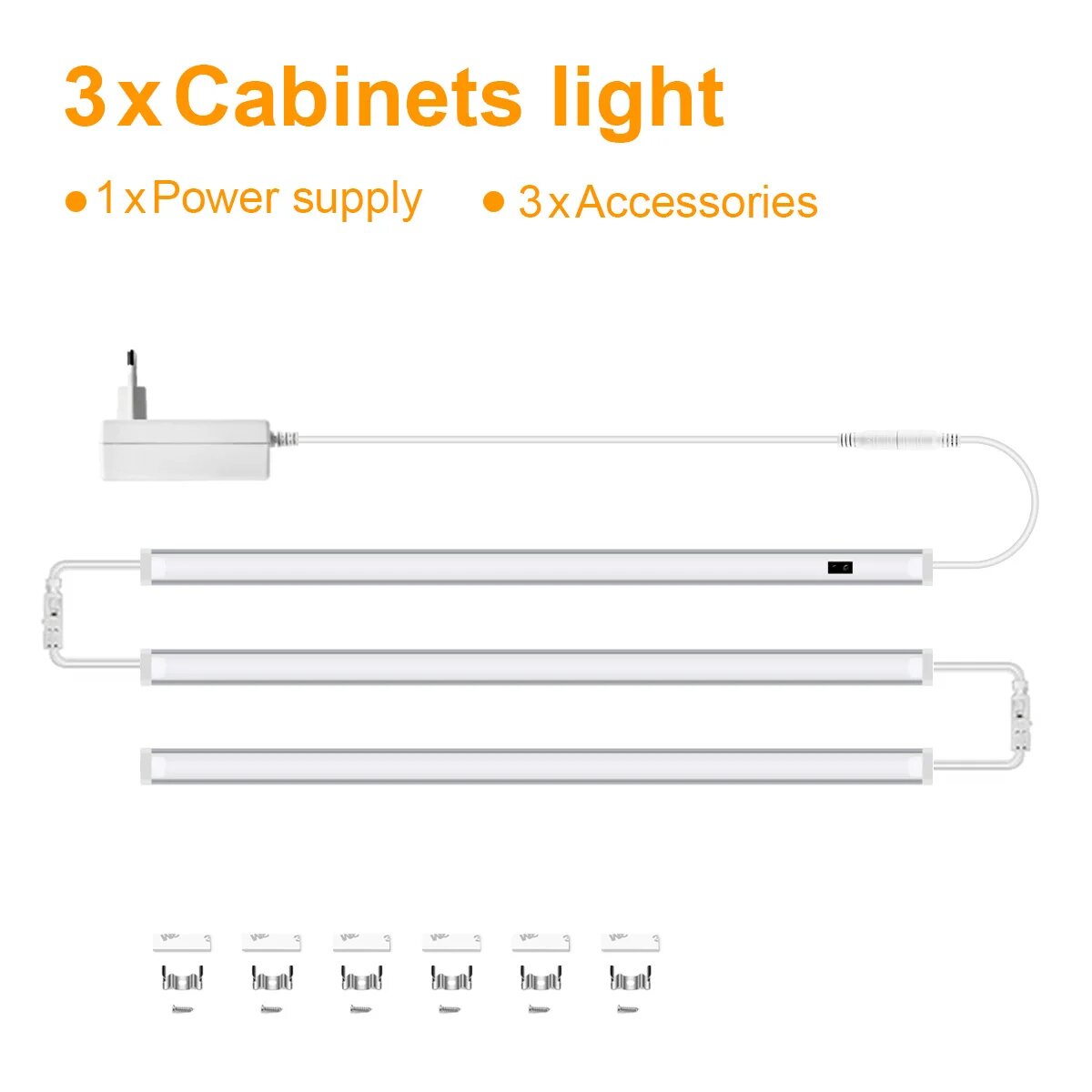 3x LED подсветка шкафа 40см, Warm White
