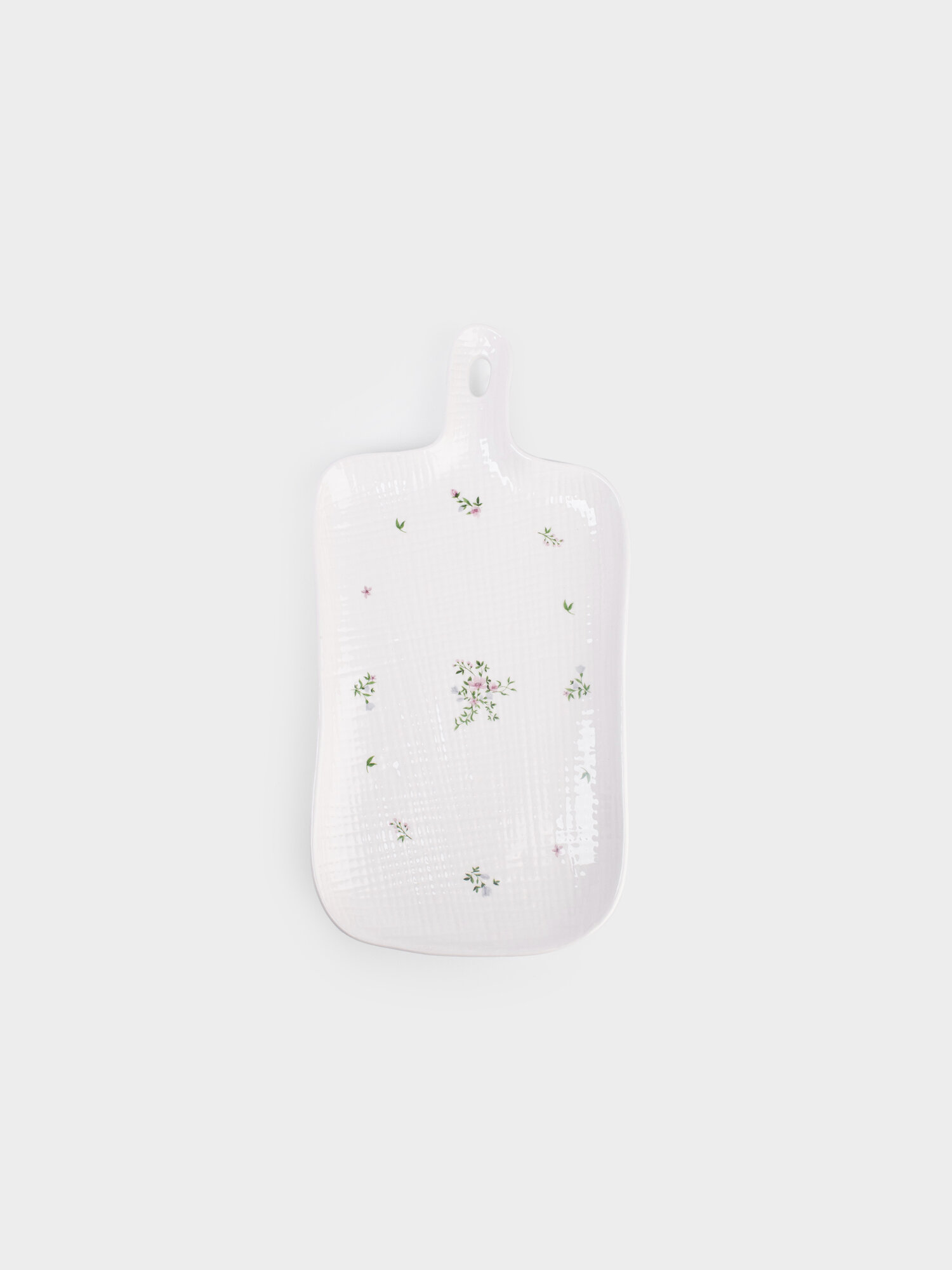 Блюдо сервировочное, 16х31 см, с ручкой, керамика D, белое, Нежные цветы, El floria, Kuchenland