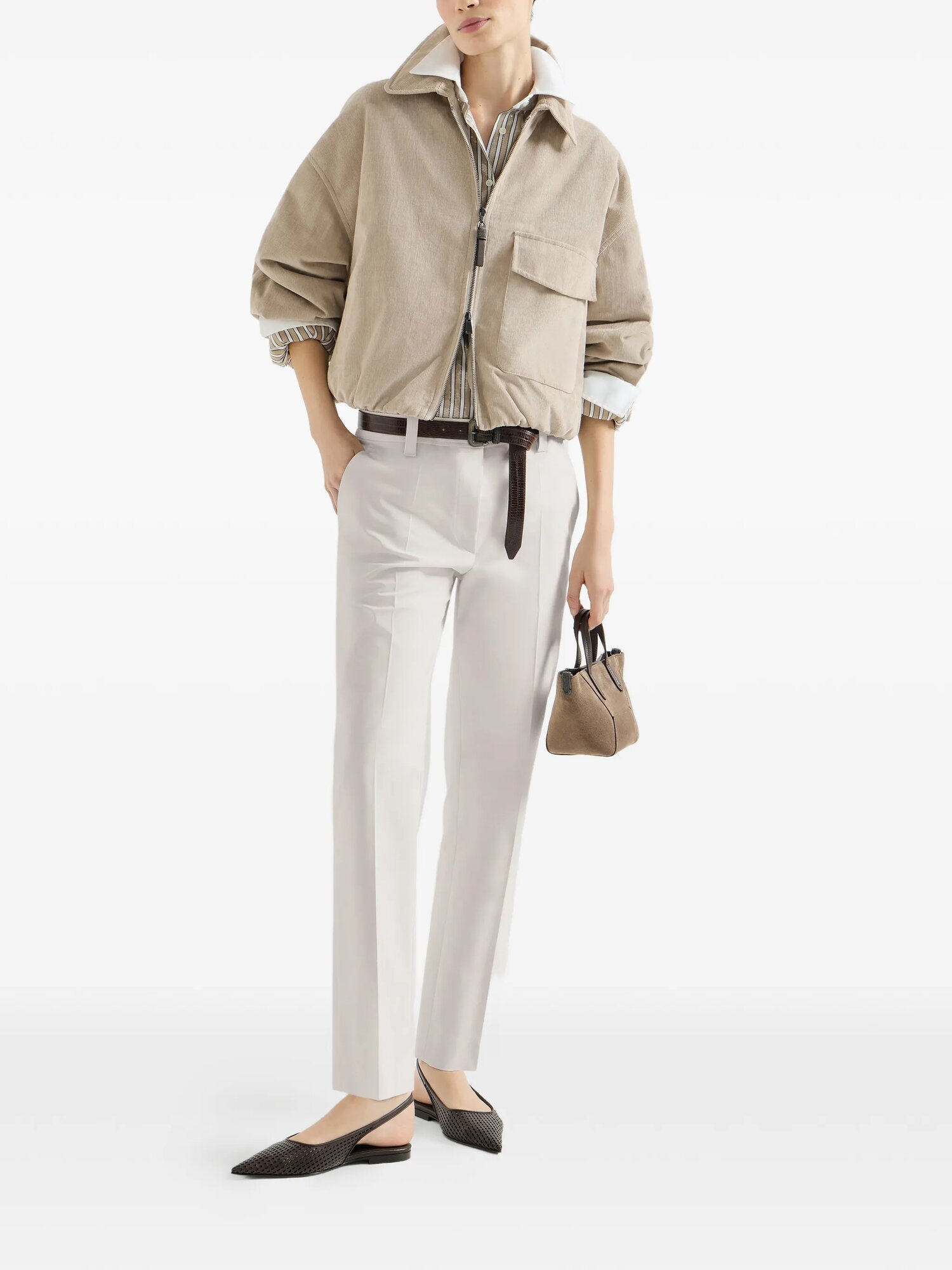 Брюки BRUNELLO CUCINELLI Cotton twill trousers, размер 48 — фото 1