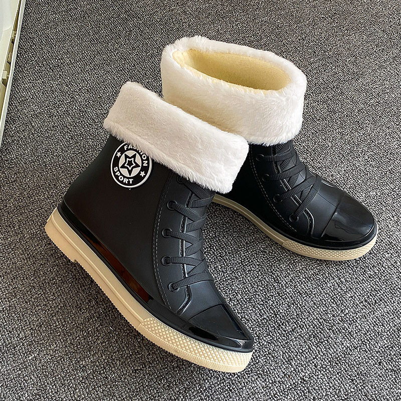 Модные женские резиновые сапоги до середины икры, нескользящие водонепроницаемые сапоги средней высоты, сапоги для воды, резиновые сапоги для мытья автомобилей. Размер обуви. EU:40