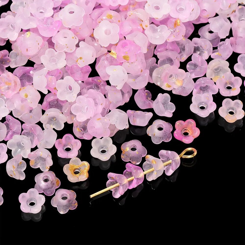 Акриловых бусины цветочных , мелкие бусинки 4.5*4.5 мм, 300 шт, цвет: фиолетовый