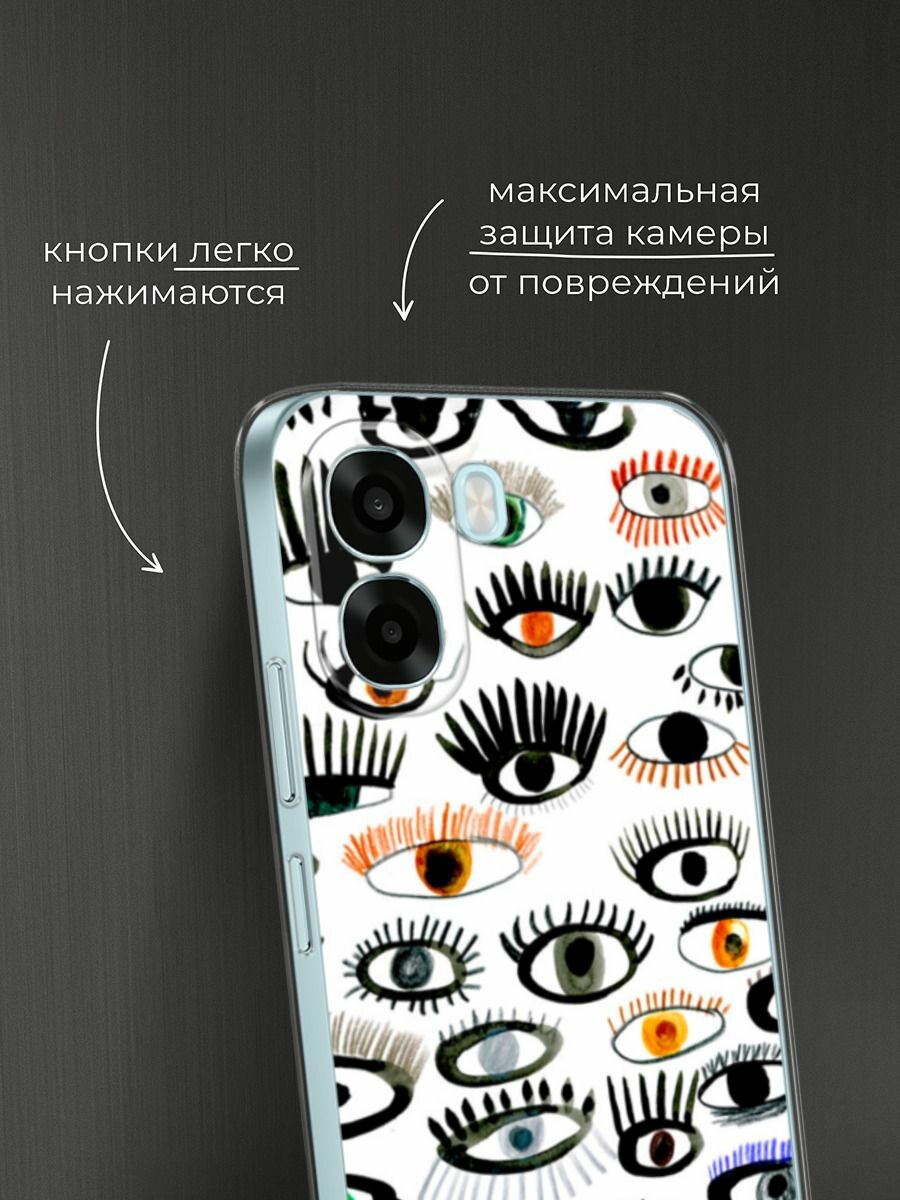 Силиконовый чехол на Oppo A6x / Оппо A6x с принтом Глаза акварель — фото 1