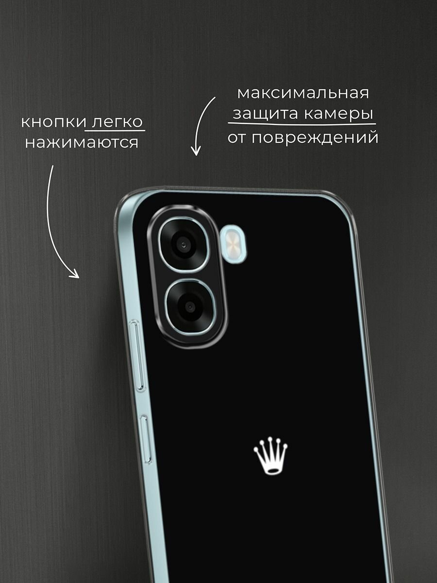 Чехол на Oppo A6x / Оппо A6x с принтом Белая корона на черном фоне — фото 1